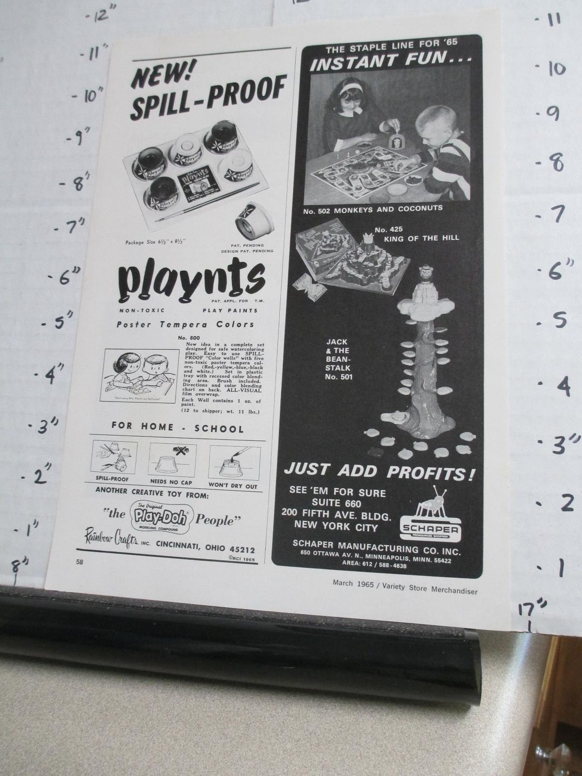 magazine ad 1965 SCHAPER Moneys Coconuts game King of Hill cootie Play ...
